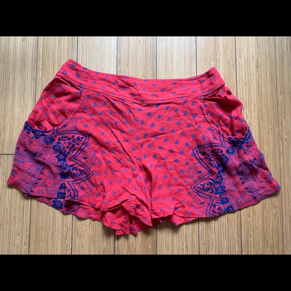 Free People Red And Blue Boho Short - Gem